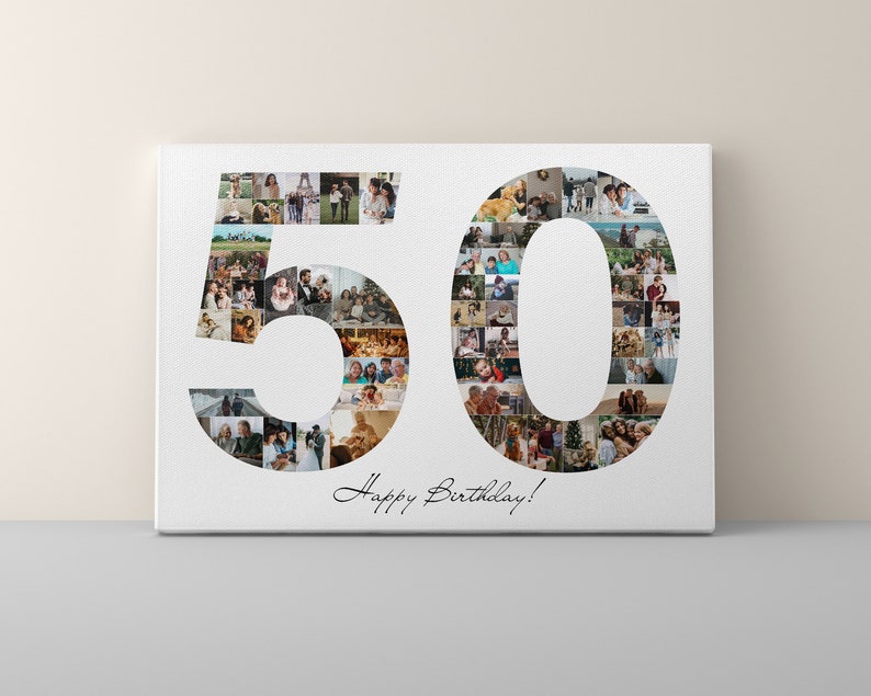 50th Birthday Photo Collage Canvas Photo Collage Gift 50th - Etsy
