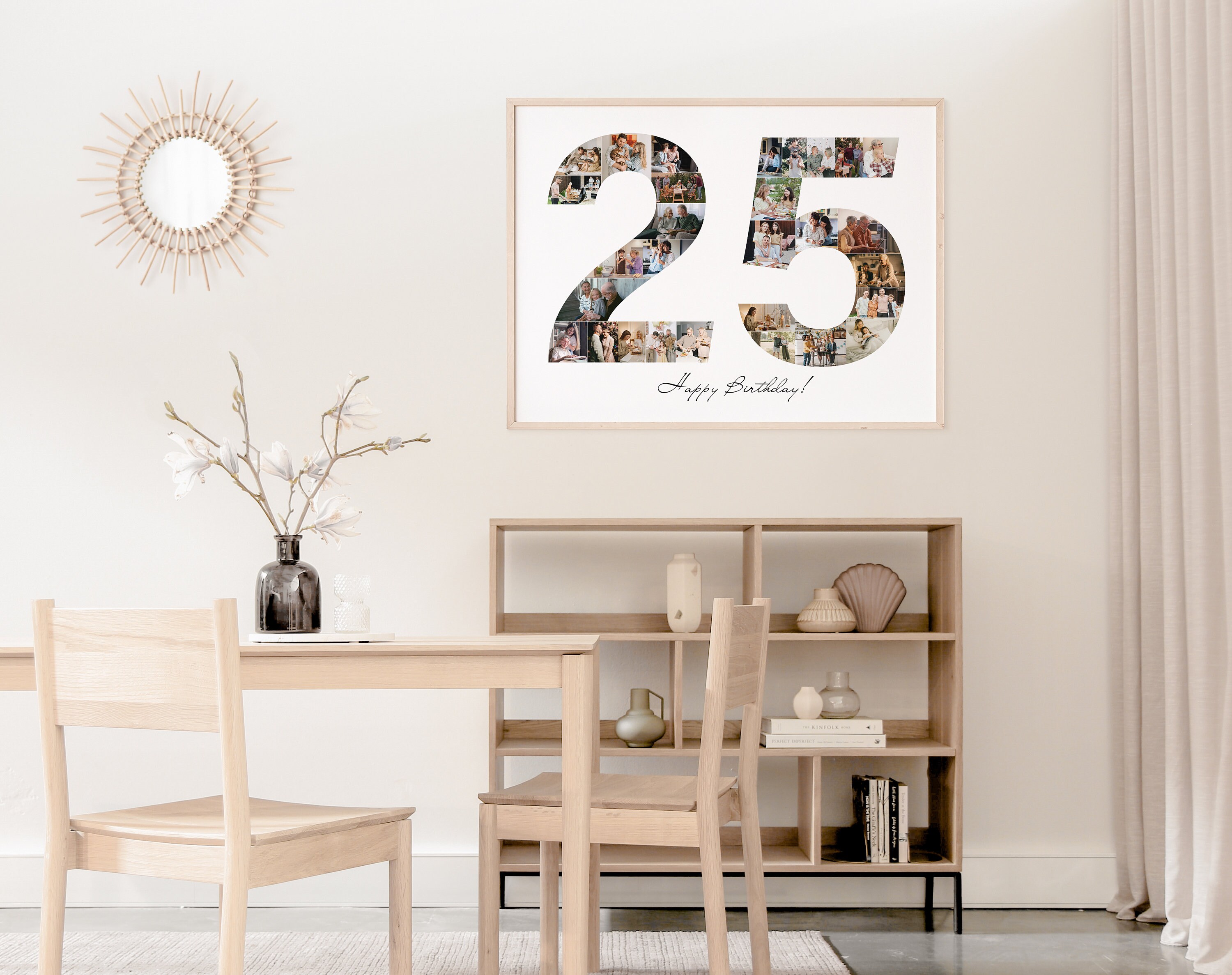 25th Birthday Photo Collage, 25th Anniversary Gift, Number Photo ...