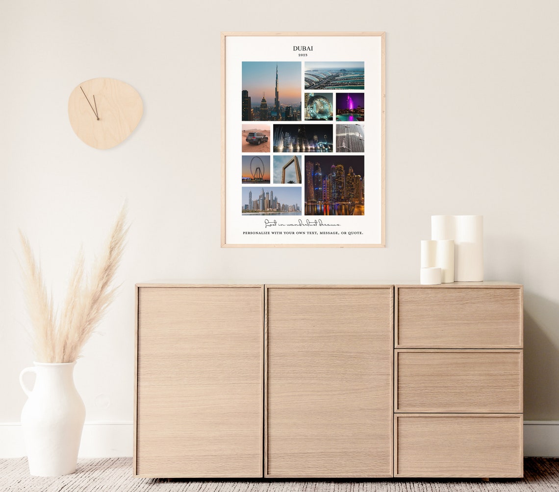 Dubai Photo Collage Gift, Personalized Dubai UAE Travel Vacation Gift ...