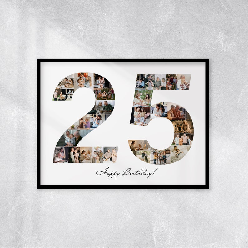 25th Birthday Photo Collage 25th Anniversary Gift Number - Etsy