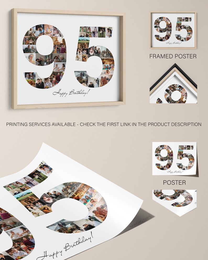 95th Birthday Photo Collage Number Photo Collage 95th - Etsy Canada