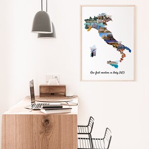 Italy Map Photo Collage Gift, Any Country Map Photo Collage ...