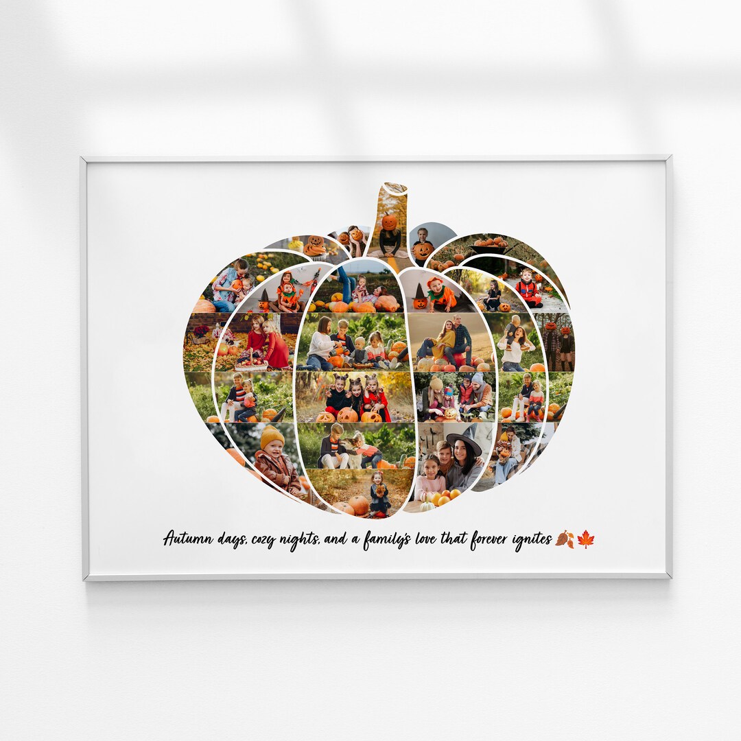 Pumpkin Photo Collage, Pumpkin Party Decor, Family Photo Collage, Fall ...