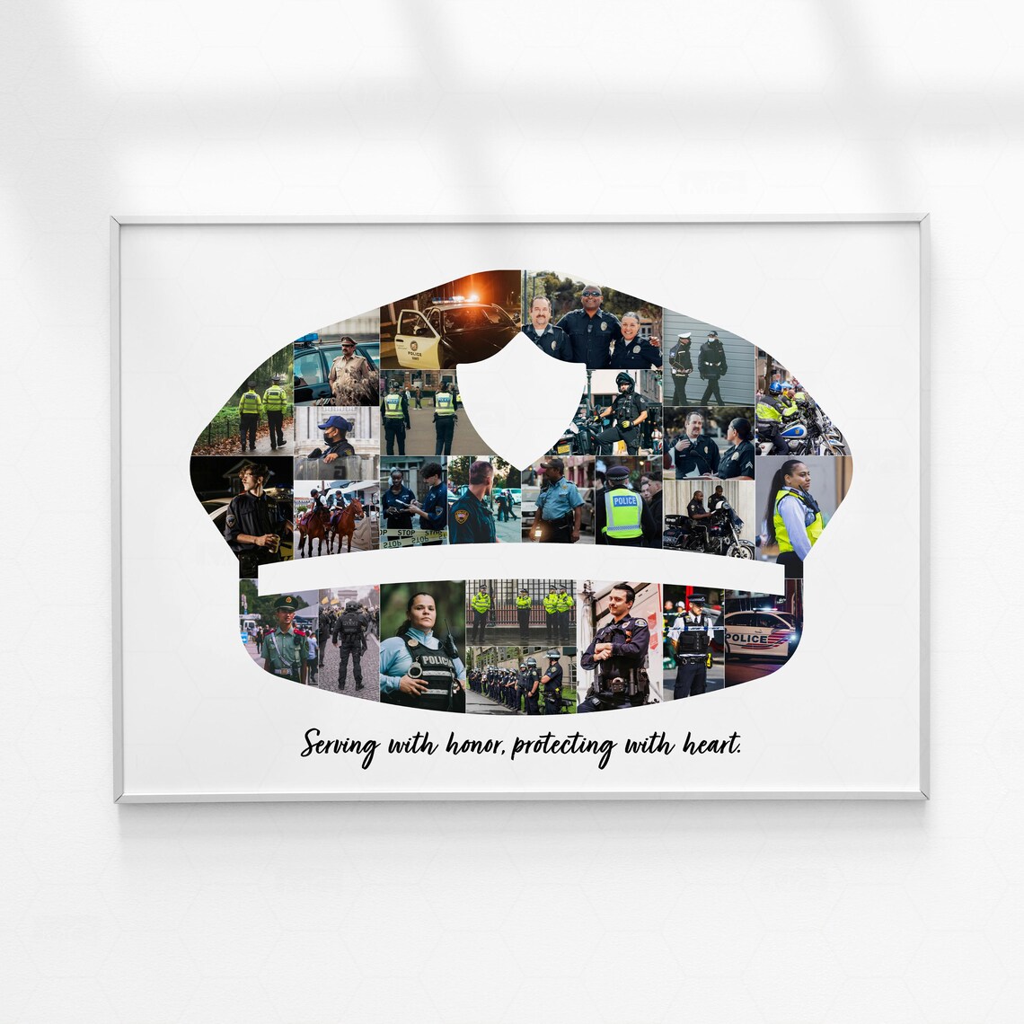 Police Hat Photo Collage Gift, Custom Law Enforcement Gift, Police ...