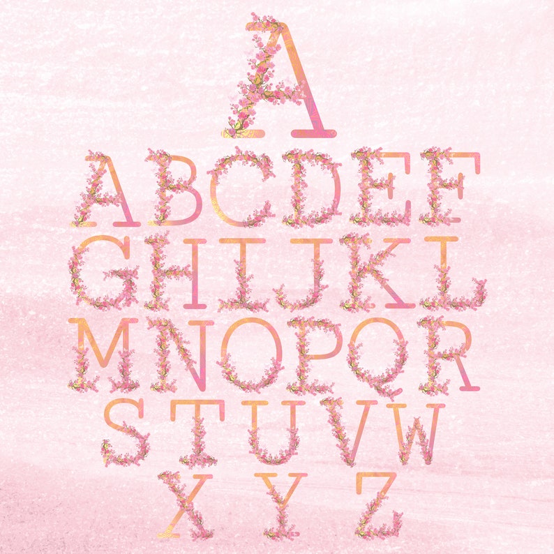 Pink Flower Alphabet Clipart Set Letters Clip Art PNG - Etsy