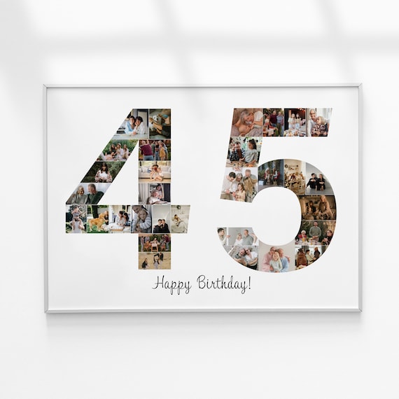 45th Birthday Photo Collage Number Photo Collage 45th - Etsy