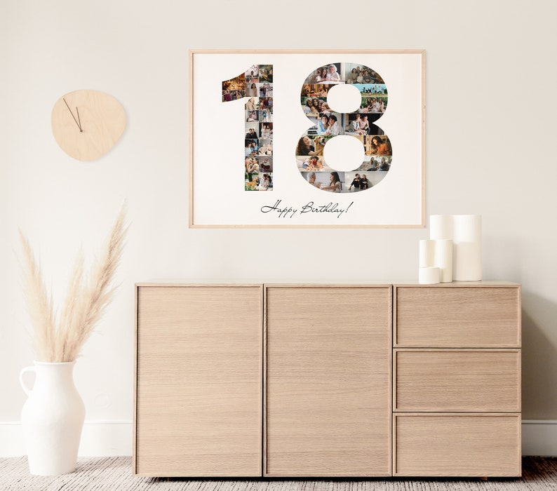 Any Number Photo Collage, 18th Birthday Gift, 30th Birthday Gift, 40th ...