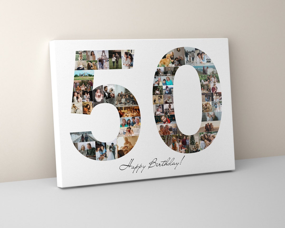 50th Birthday Photo Collage Canvas Photo Collage Gift 50th - Etsy