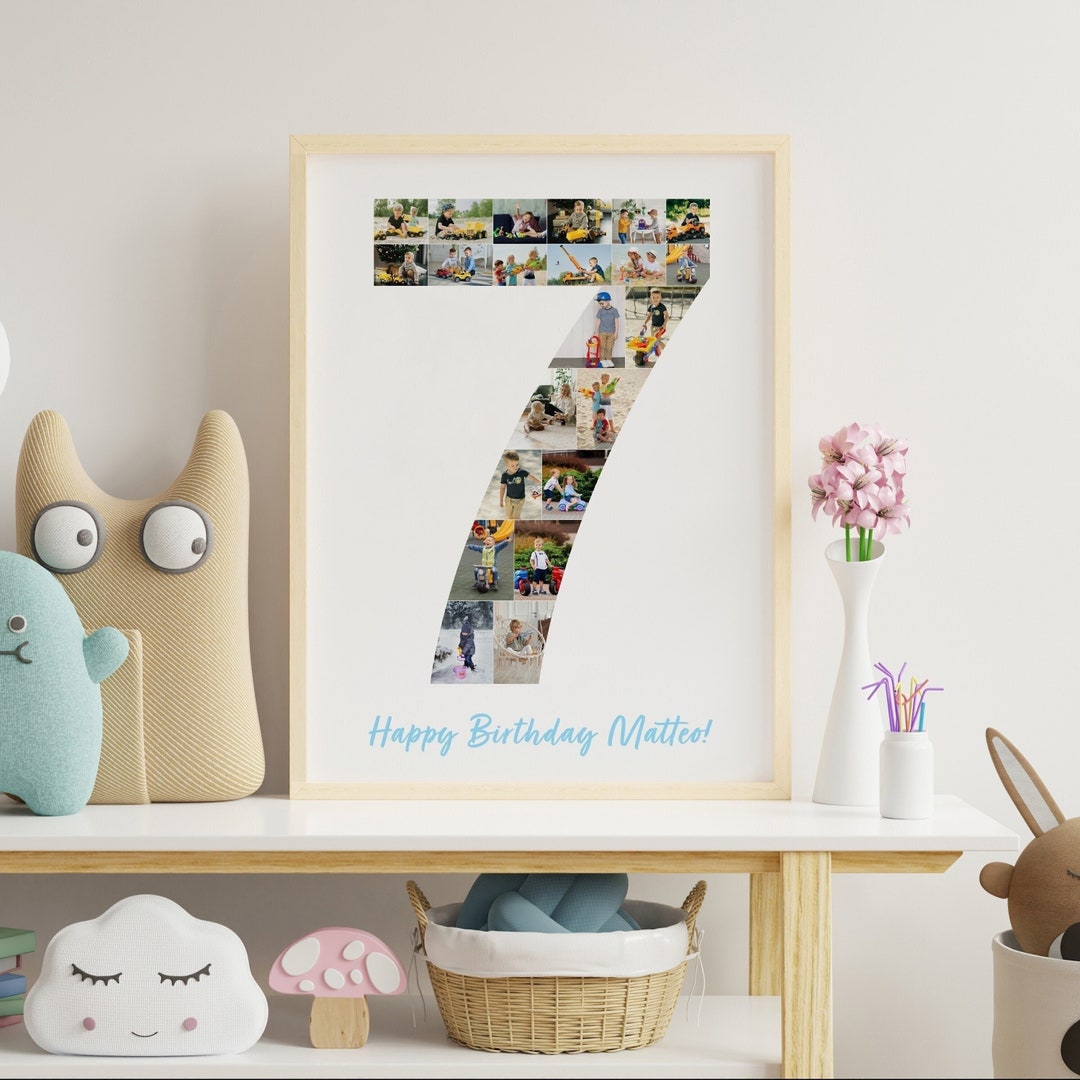 7th Birthday Photo Collage, 7th Anniversary Photo Collage Gift, 7th ...
