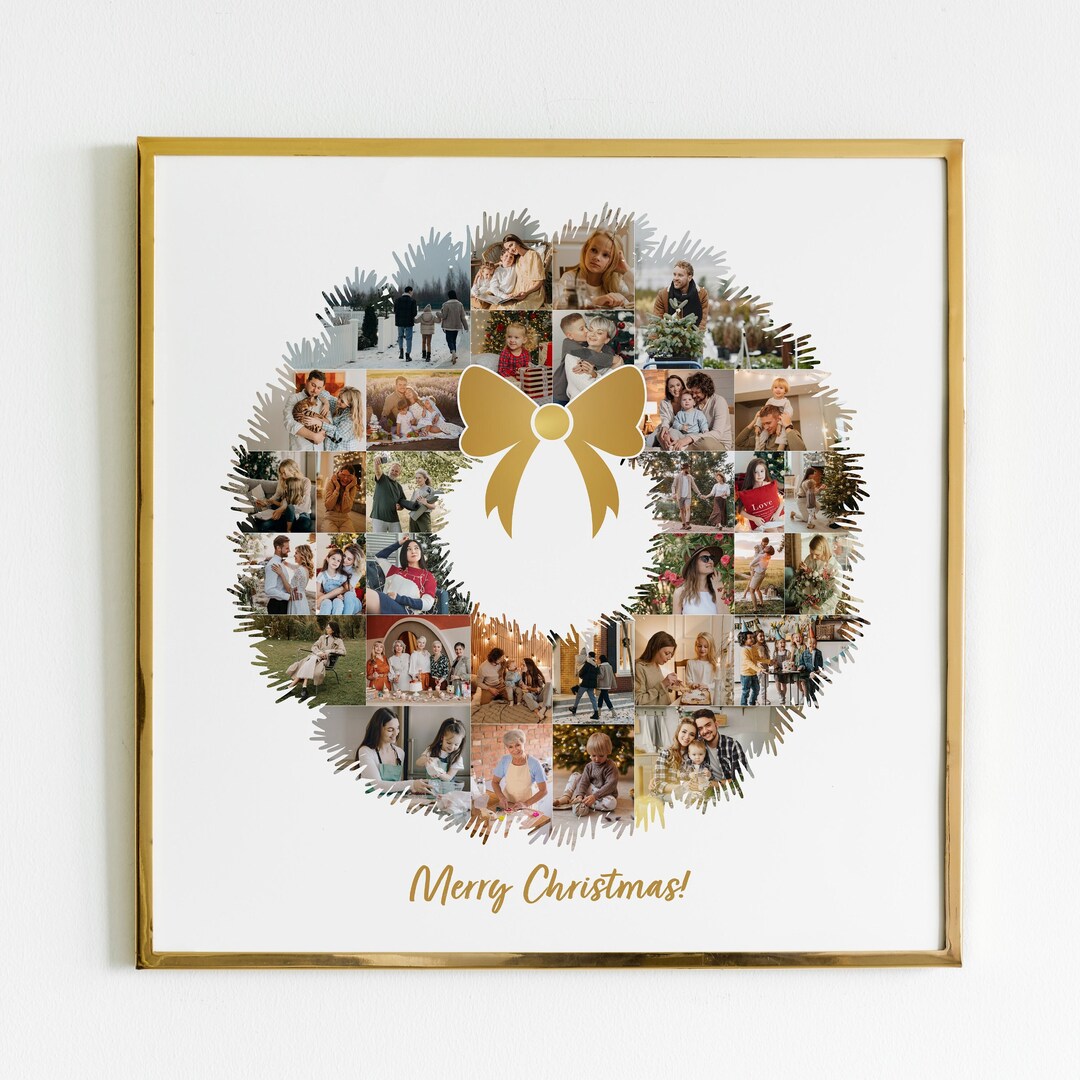 Christmas Wreath Photo Collage, Christmas Photo Collage, Photo Collage ...