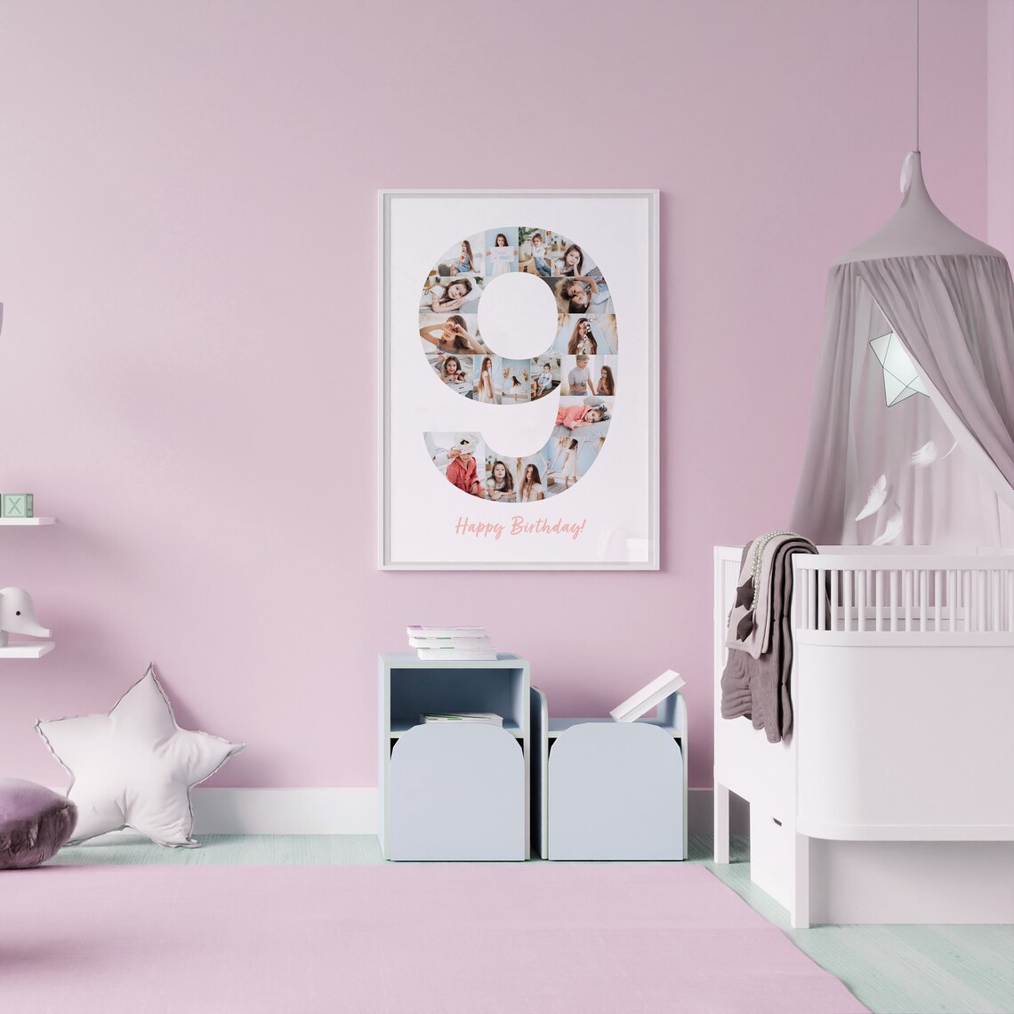 9th Birthday Photo Collage, 9th Anniversary Photo Collage Gift, 9th ...