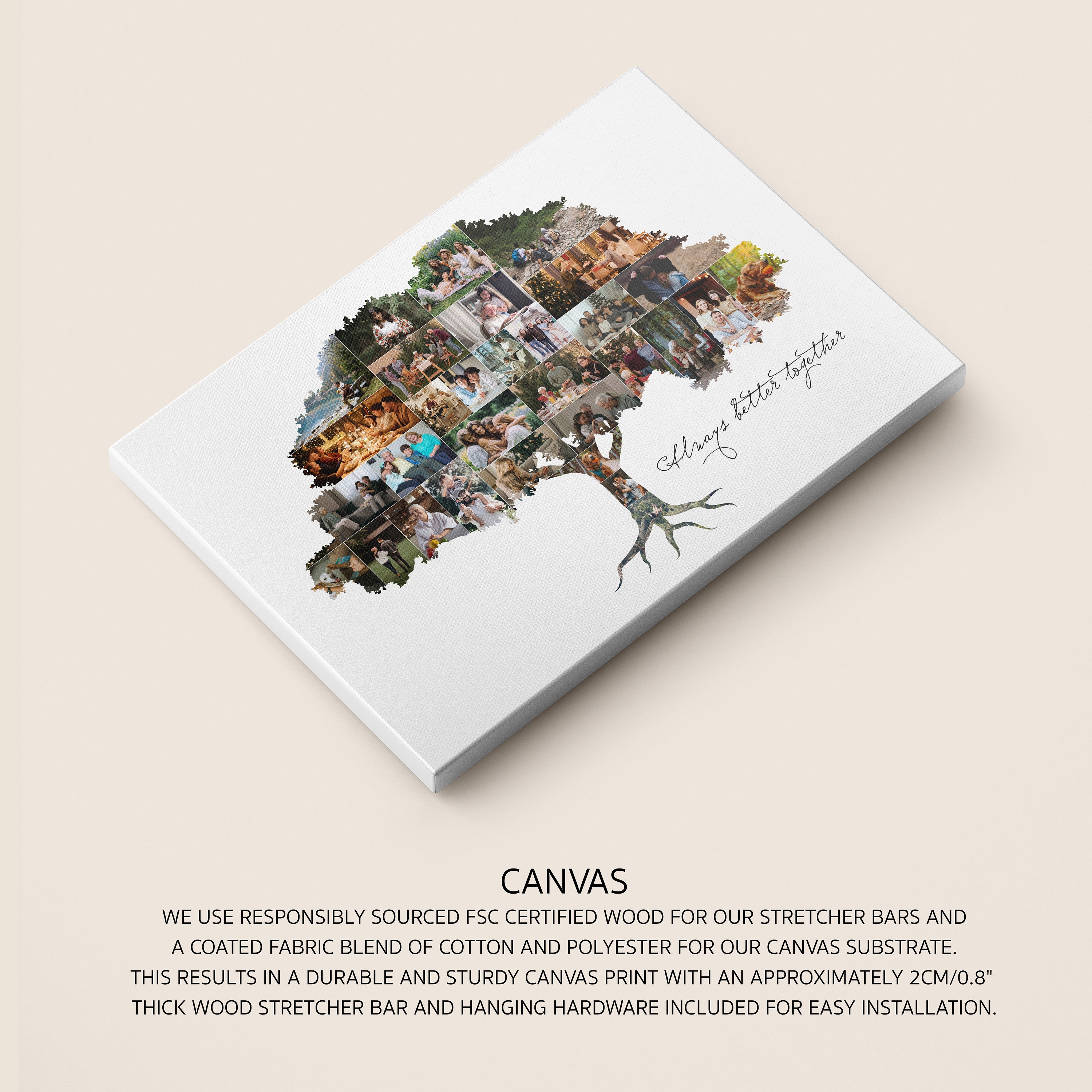 Collage de árbol genealógico impreso en lienzo foto de árbol - Etsy México