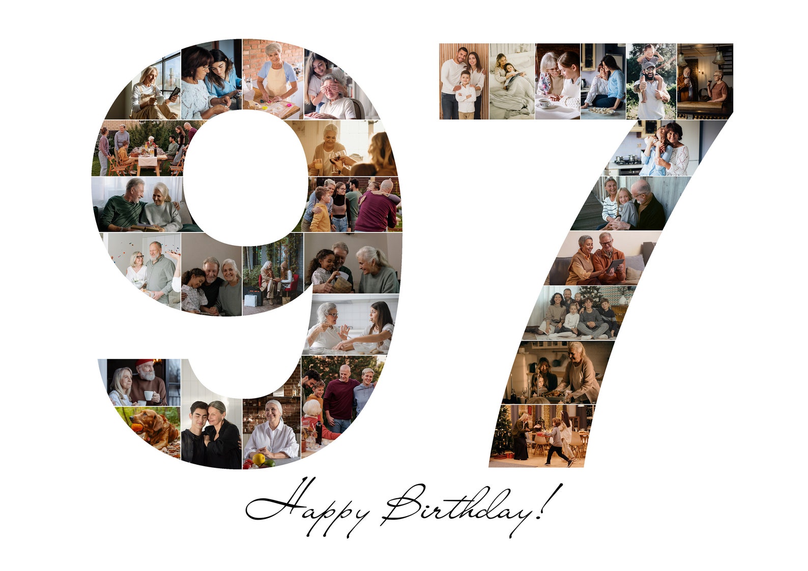 97th Birthday Photo Collage Number Photo Collage 97th - Etsy