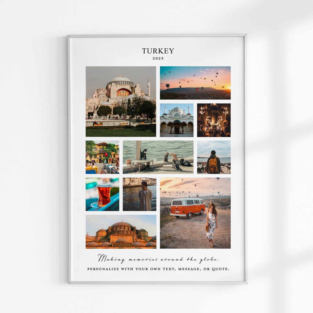 Turkey Photo Collage Gift, Personalized Turkey Travel Vacation Gift ...