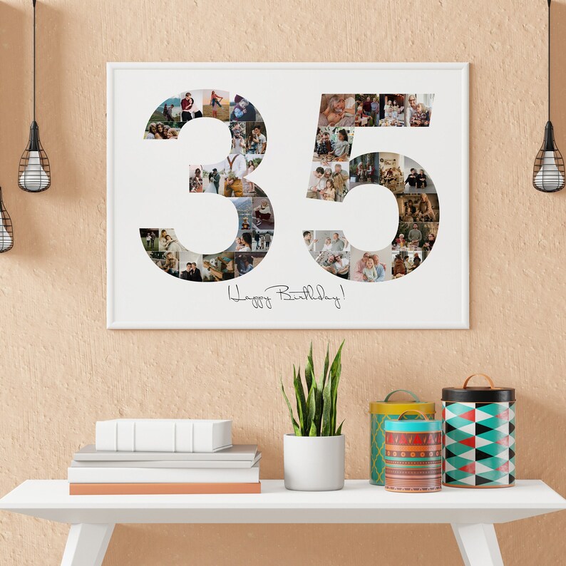 35th Birthday Photo Collage Number Photo Collage 35th - Etsy