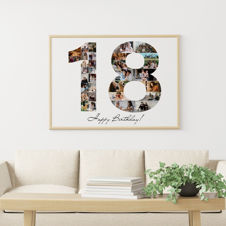 18th Birthday Gift 18th Birthday Photo Collage Number Photo - Etsy