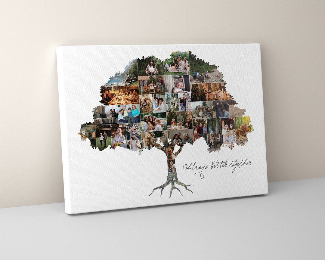 Family Tree Collage Printed on Canvas, Custom Family Tree Photo ...