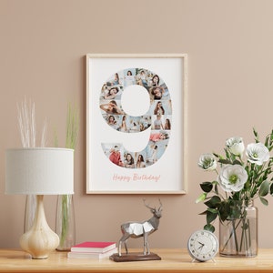 9th Birthday Photo Collage, 9th Anniversary Photo Collage Gift, 9th ...