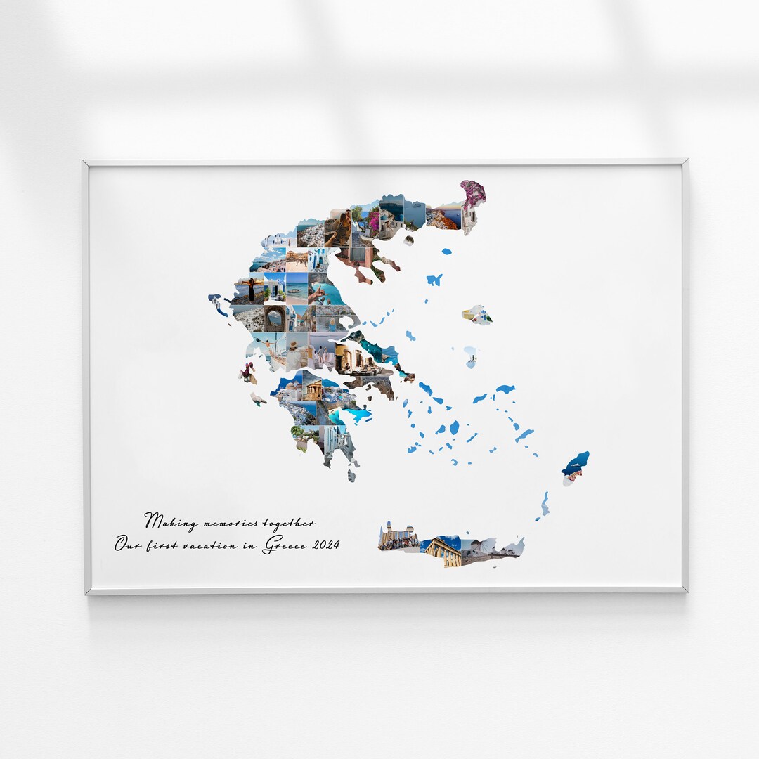 Greece Map Photo Collage Gift, Any Country Photo Collage, Personalized ...