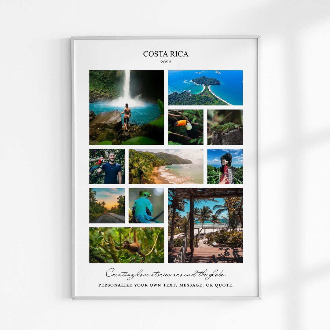 Costa Rica Photo Collage Gift, Personalized Costa Rica Travel Vacation ...