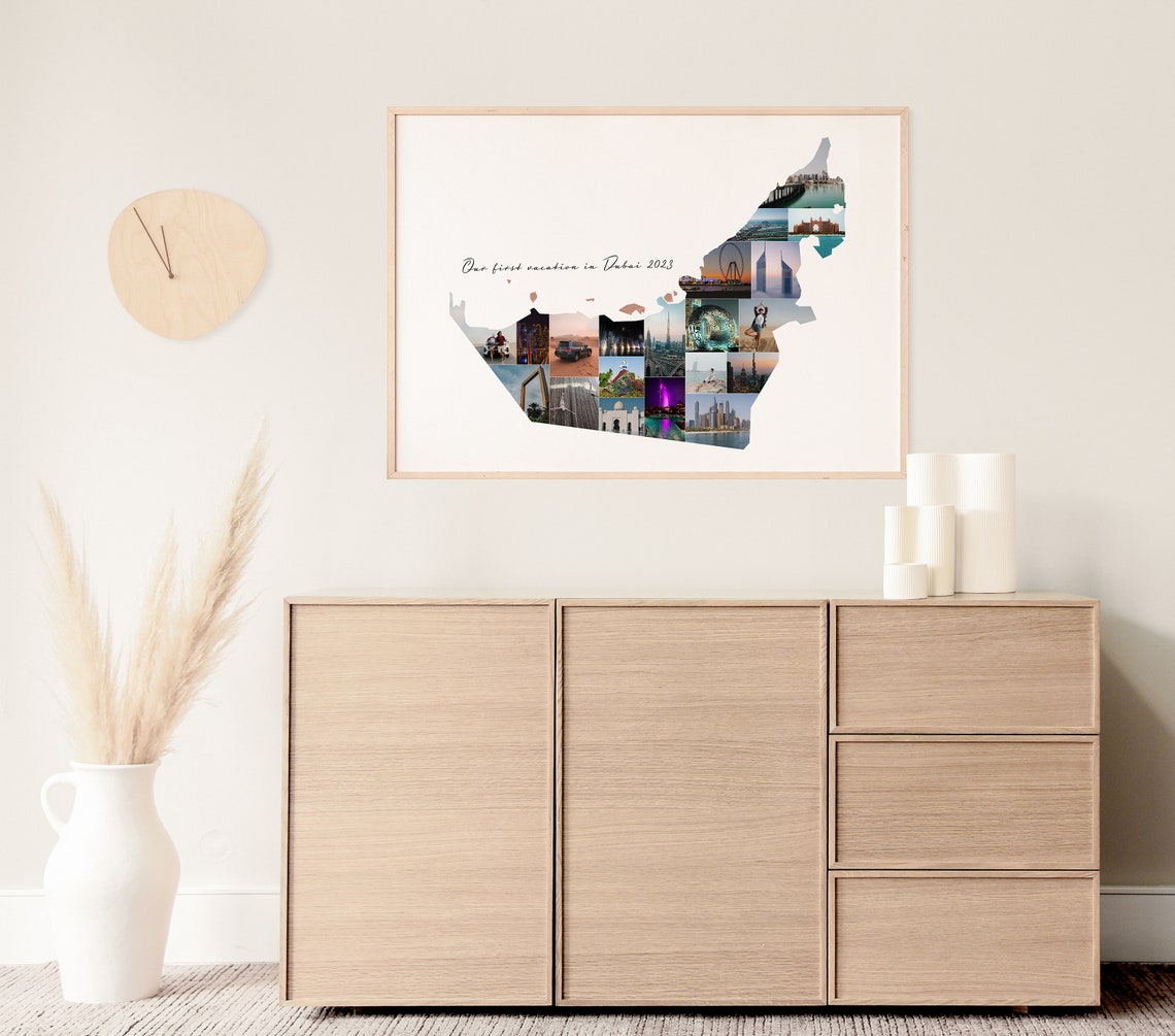 UAE Map Photo Collage, Any Country Map Photo Collage, Personalized ...