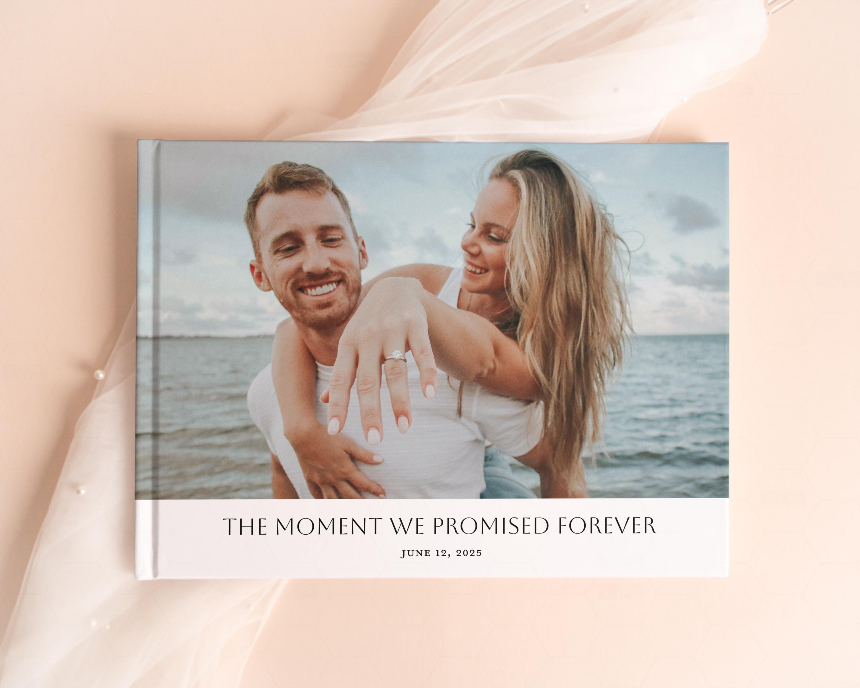 Custom Engagement Photo Album 11x8 – Proposal Keepsake With Photo on ...
