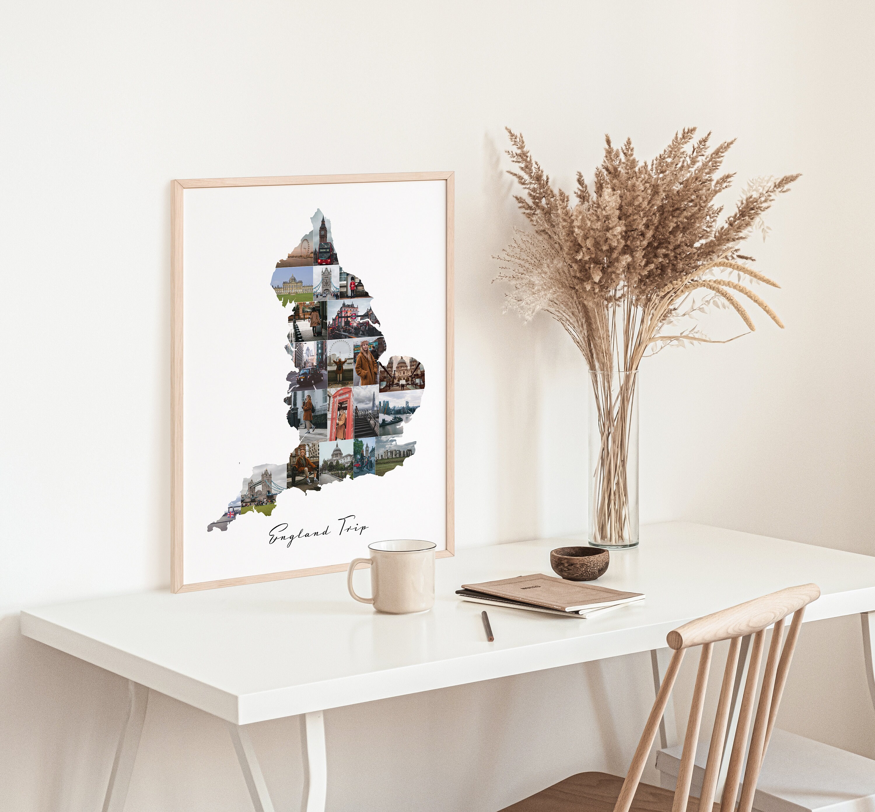 England Map Photo Collage, Any Country Map Photo Collage, Personalized ...
