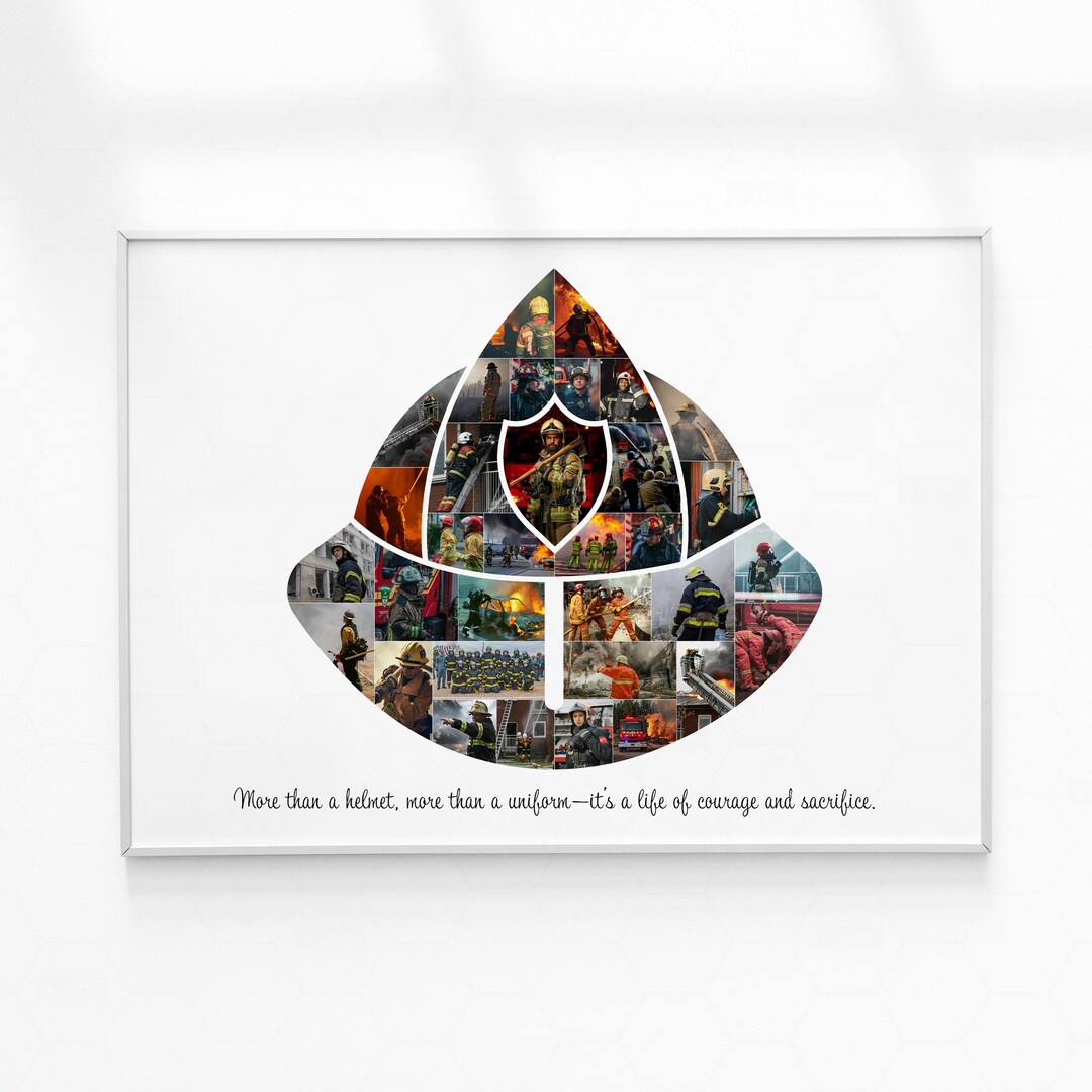 Firefighter Photo Collage Gift, Custom Fireman Gift, Personalized ...