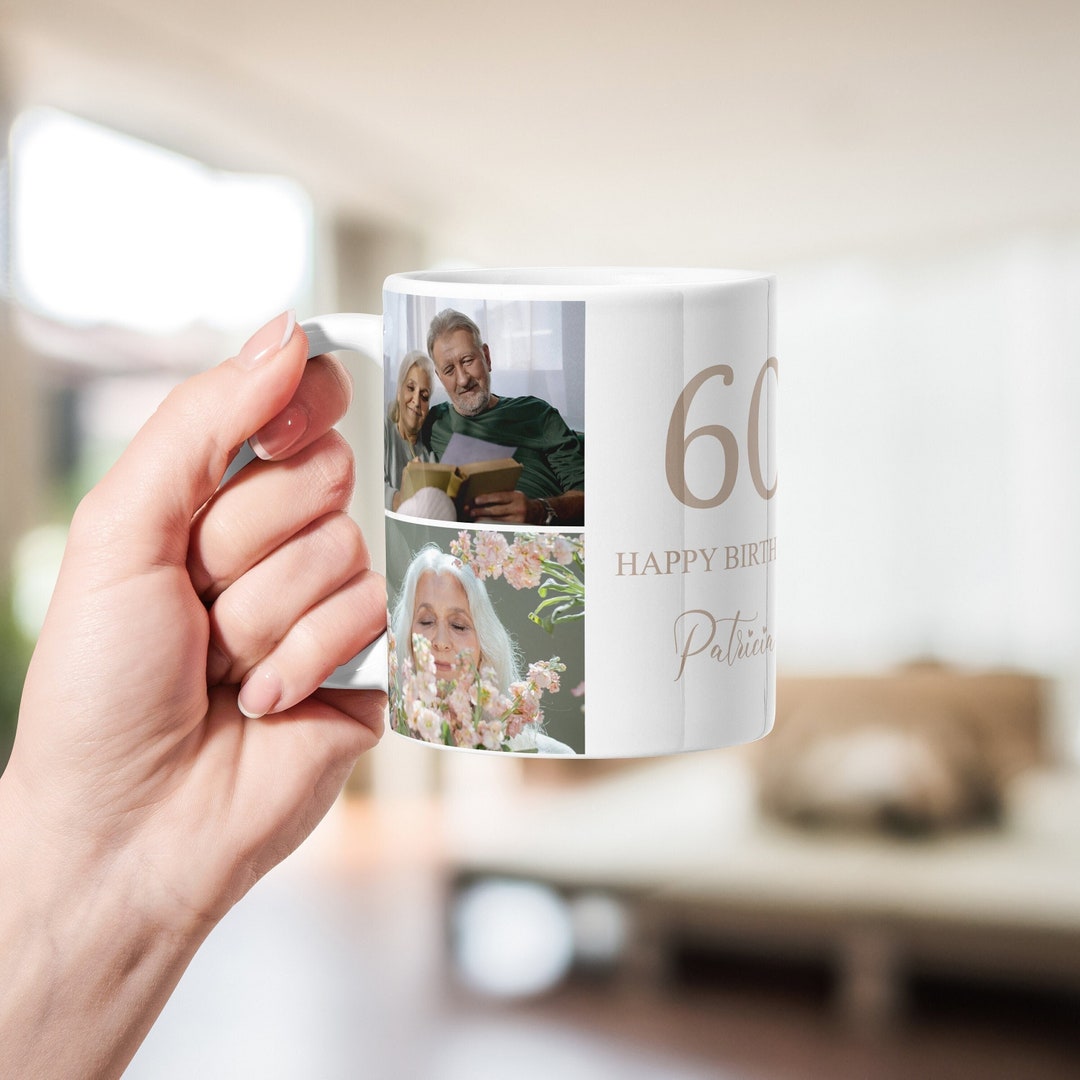 60th Birthday Gift Mug, 60th Birthday Photo Collage, 60th Birthday Gift ...