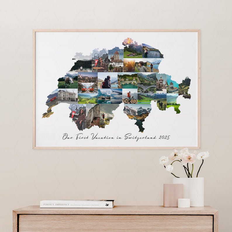 Switzerland Map Photo Collage Gift, Personalized Map Photo Gift, Custom ...