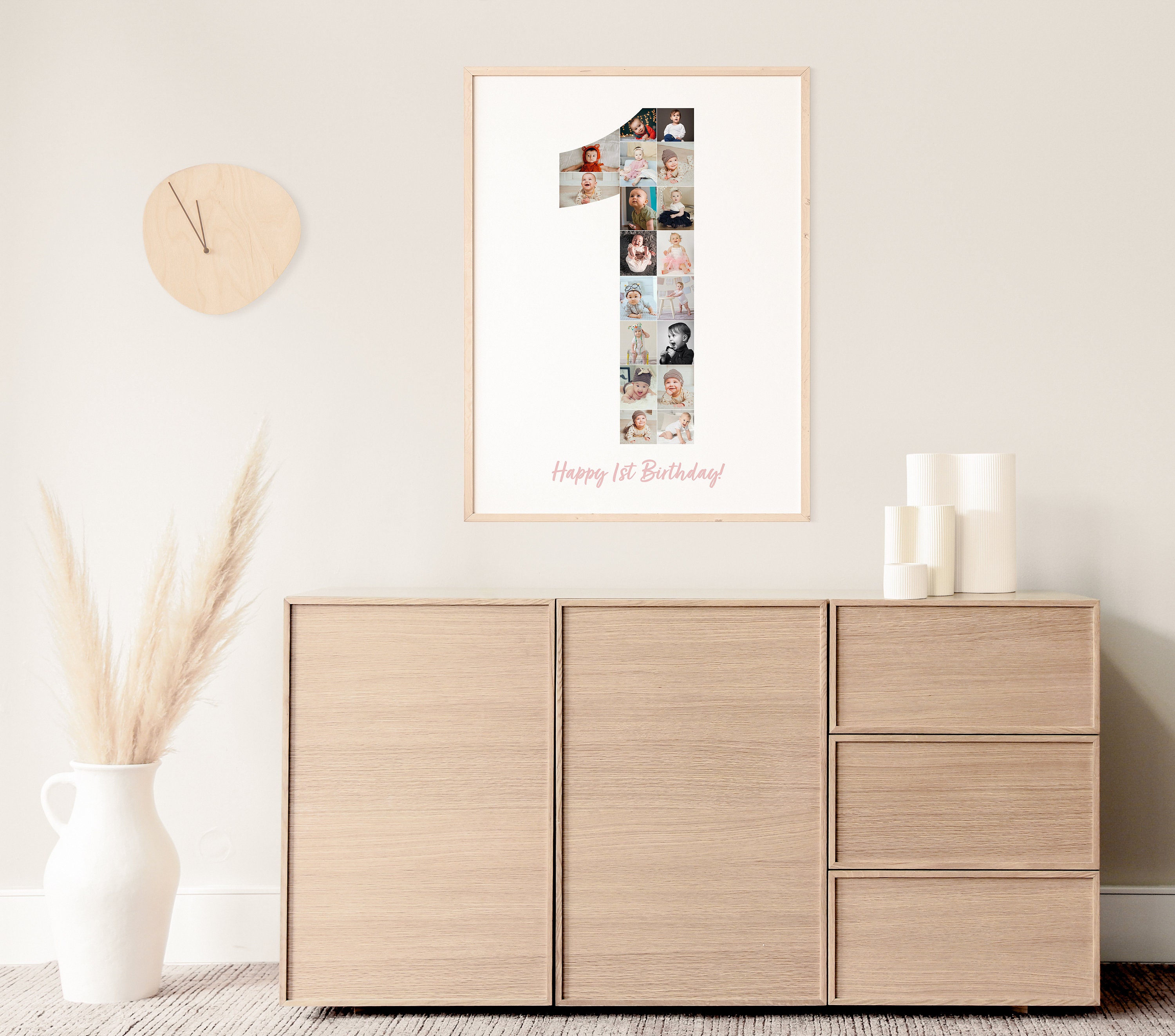 1st Birthday Gift, 1st Birthday Photo Collage, 1st Anniversary Photo ...