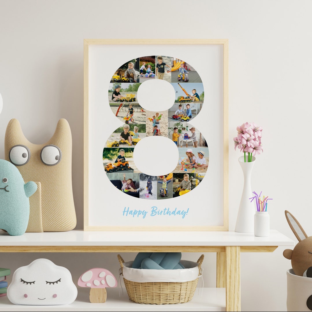 8th Birthday Photo Collage, 8th Anniversary Photo Collage Gift, 8th ...