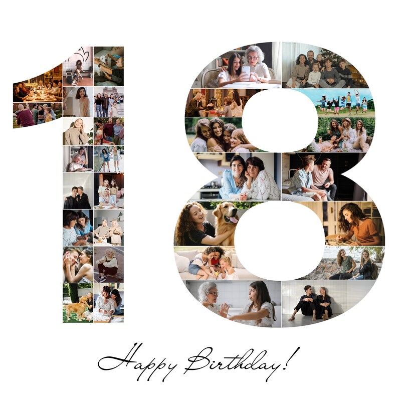18th Birthday Gift 18th Birthday Photo Collage Number Photo - Etsy