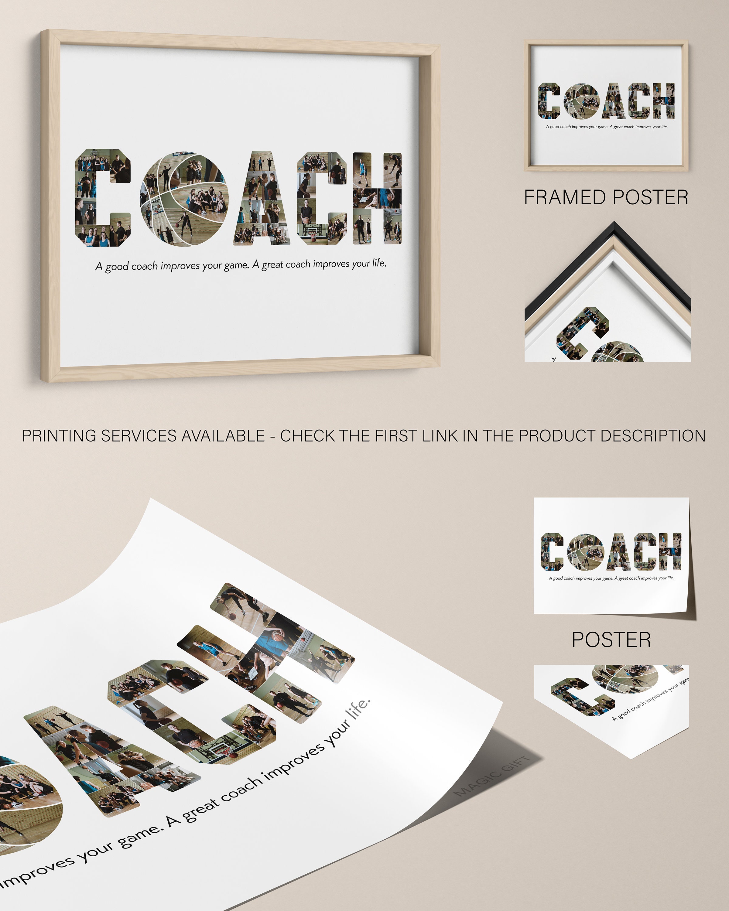 Coach Photo Collage, Basketball Coach Gift, Photo Collage Gift ...