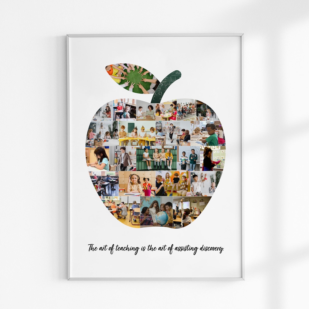 Apple School Photo Collage, Personalized Teacher Appreciation Gift ...