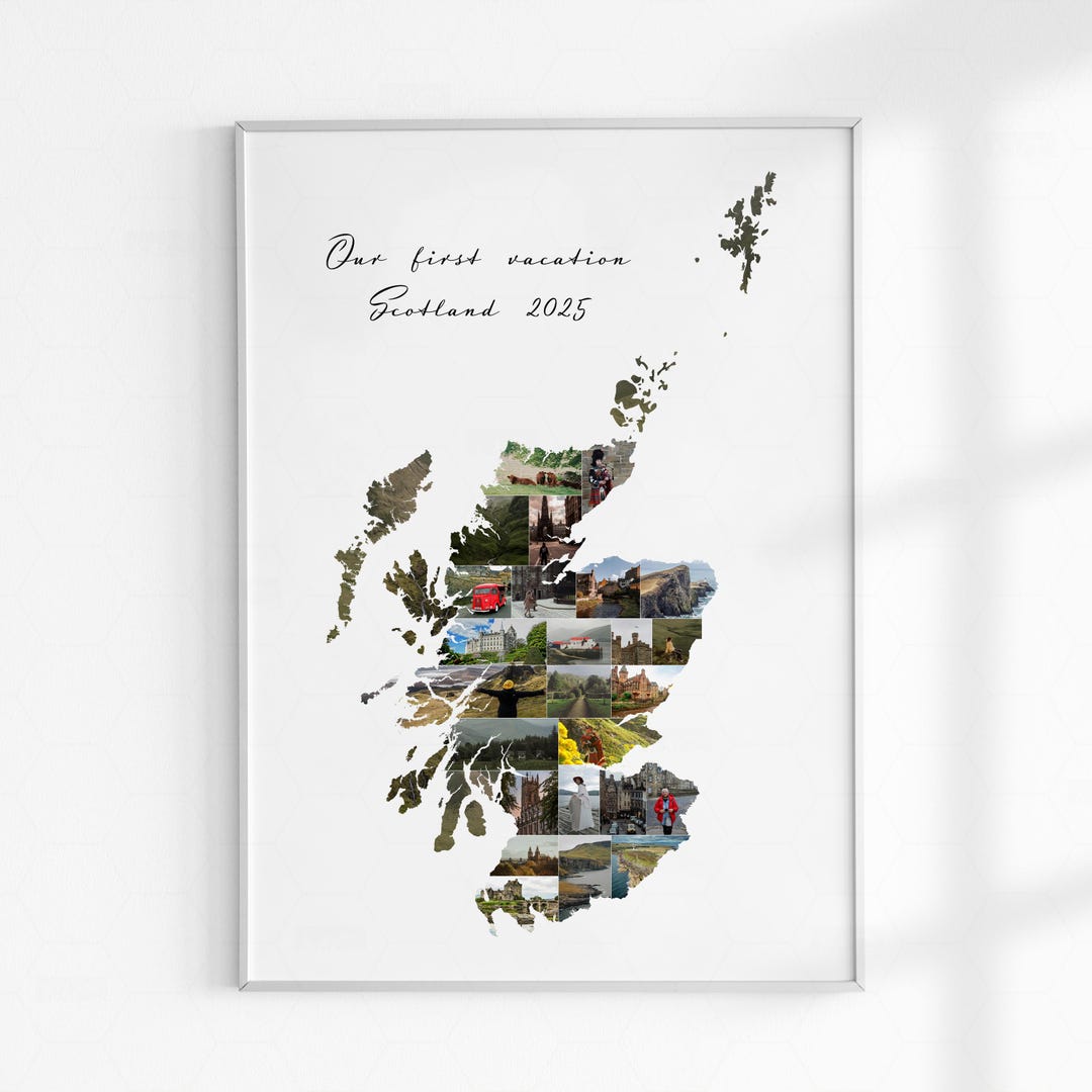 Scotland Map Photo Collage Gift, Personalized Map Photo Gift, Custom ...