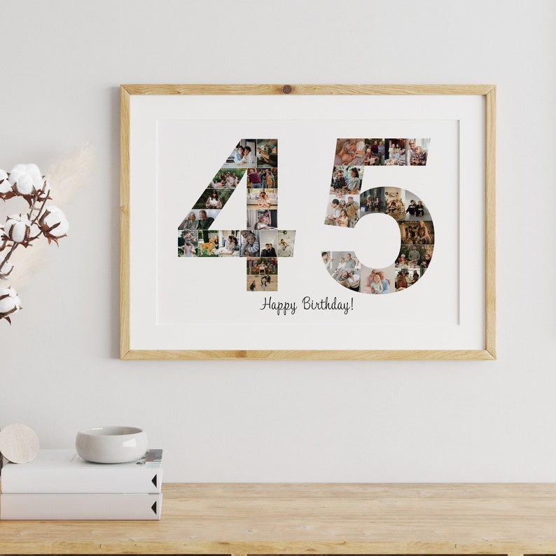 45th Birthday Photo Collage Number Photo Collage 45th - Etsy