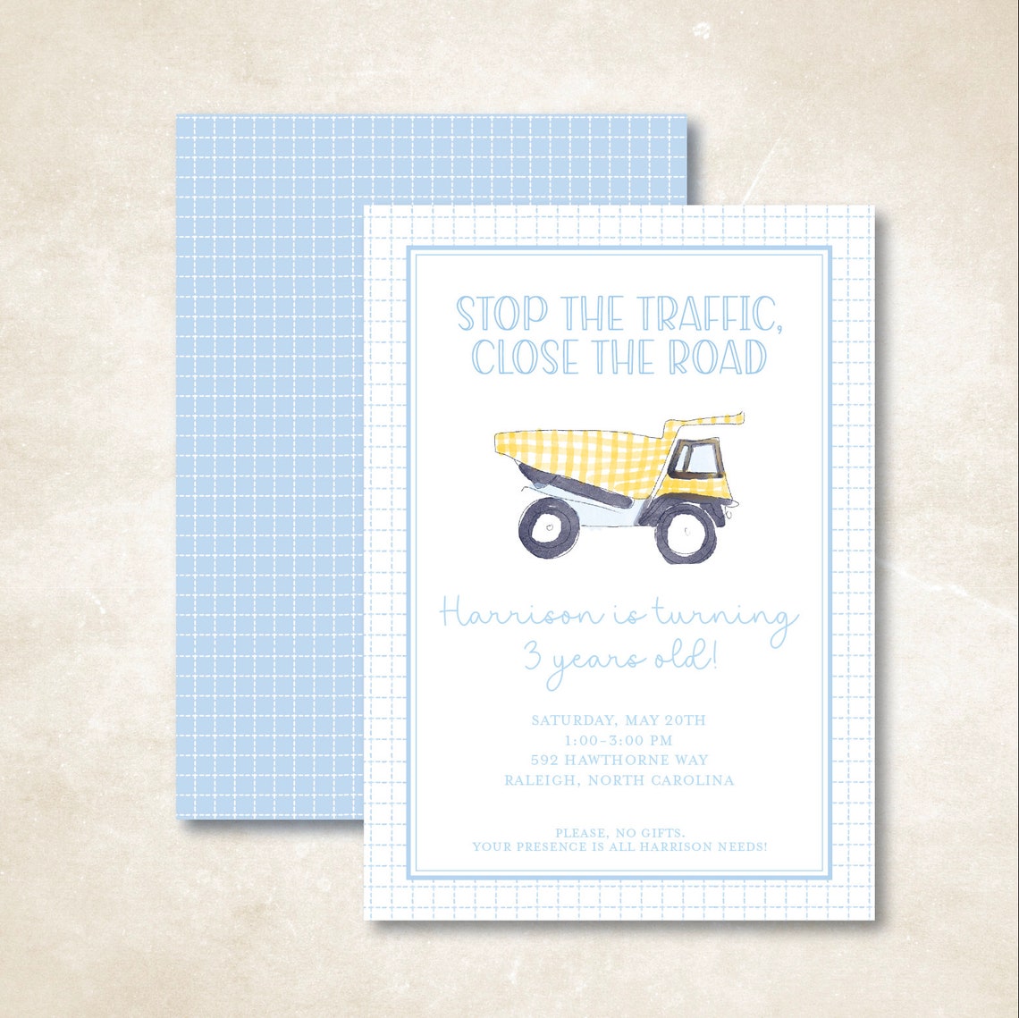CONSTRUCTION Birthday Invitation, Stop the Traffic Close the Road Boy ...