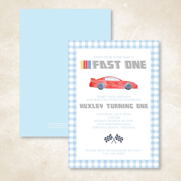 Nascar First Birthday Invitation - Etsy