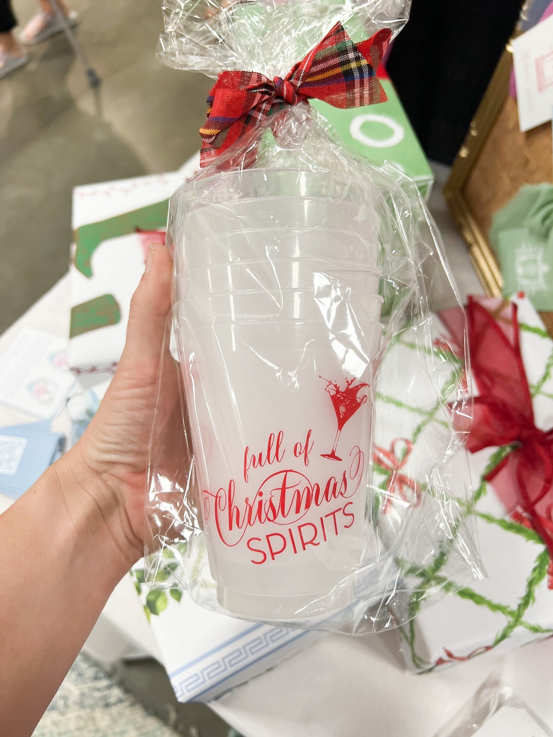 Christmas Spirits Shatterproof Cups, Holiday Party Cups, Hostess Gift ...