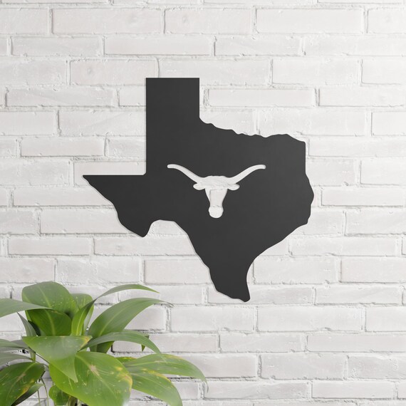 Signs Metal Wall Art Metal Home State of Texas Longhorn Sign Metal Sign ...