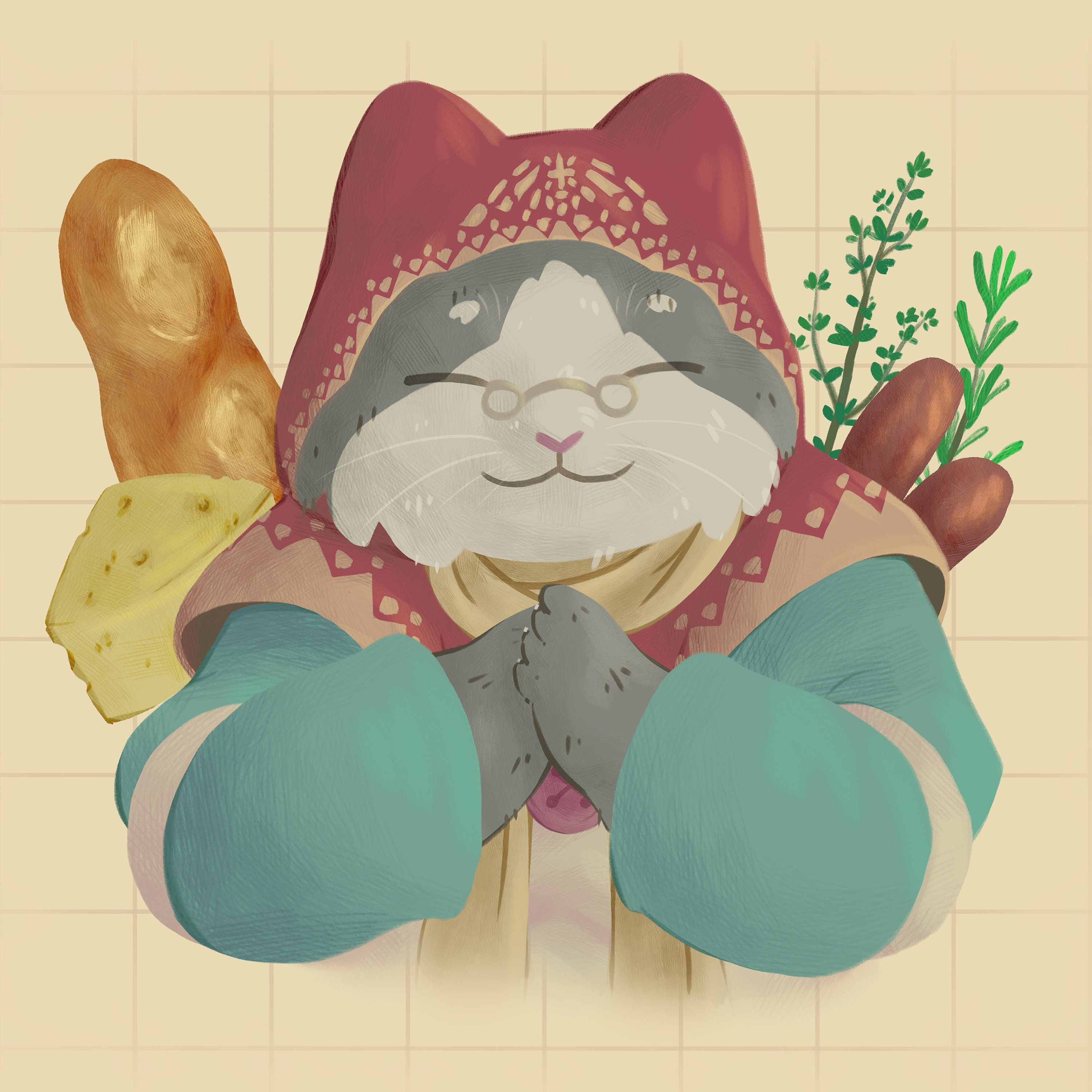Grammeowster Chef 6"x6" - MHW Fan Art Print - Etsy