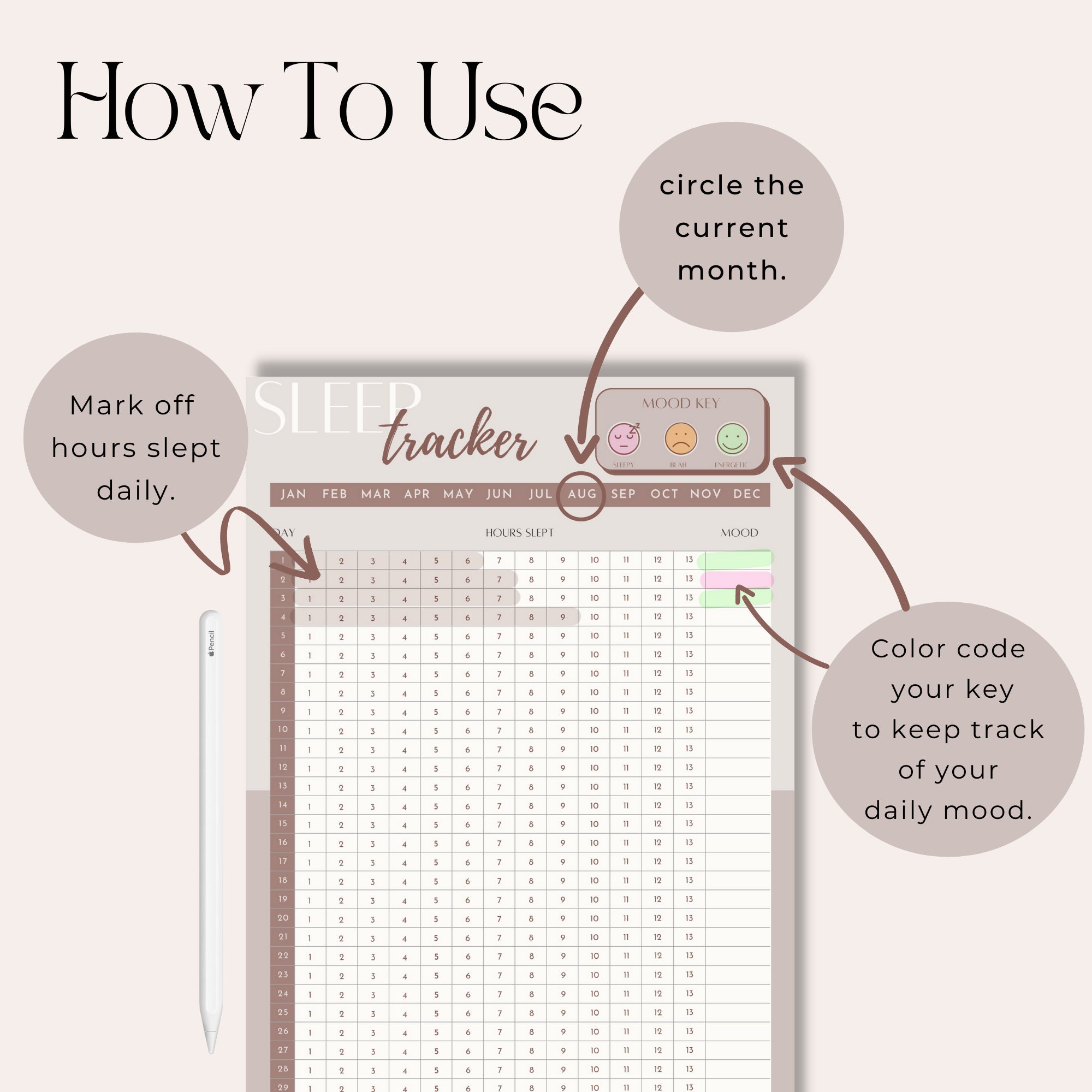 Sleep Tracker Digital Sleep Tracker Insert Goodnotes Sleep - Etsy