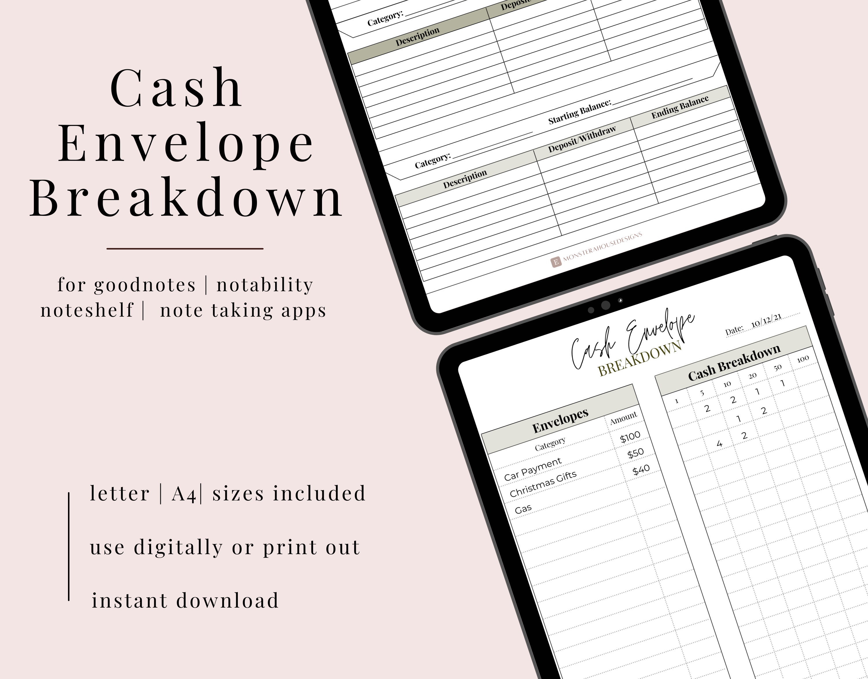 Cash Envelope Breakdown PDF Budget Digital Cash Envelopes - Etsy
