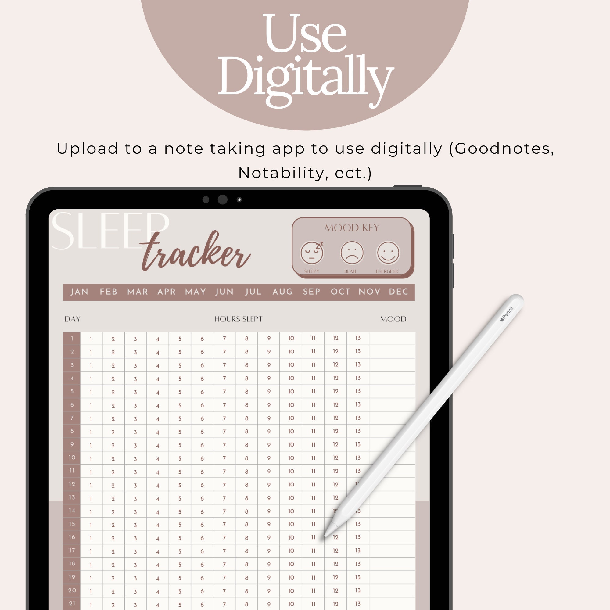 Sleep Tracker Digital Sleep Tracker Insert Goodnotes Sleep - Etsy