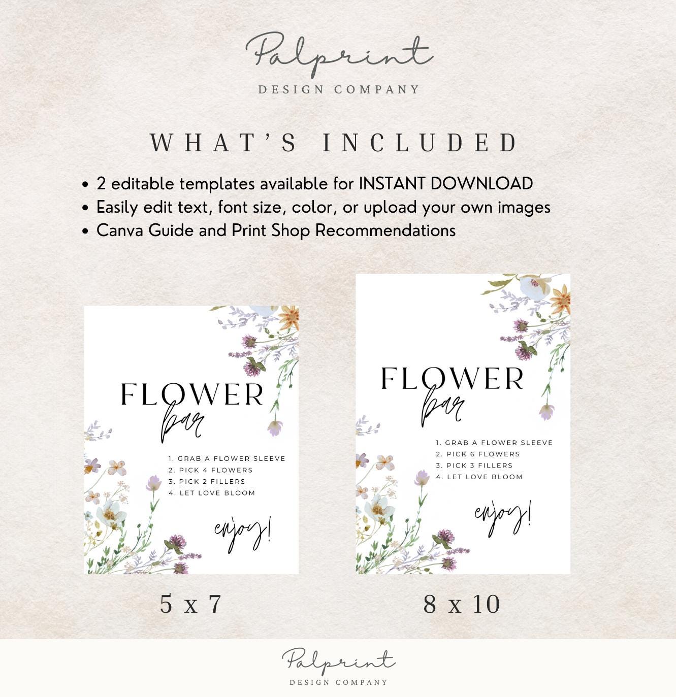 Editable Flower Bar Sign Template Canva, Make a Bouquet Sign ...