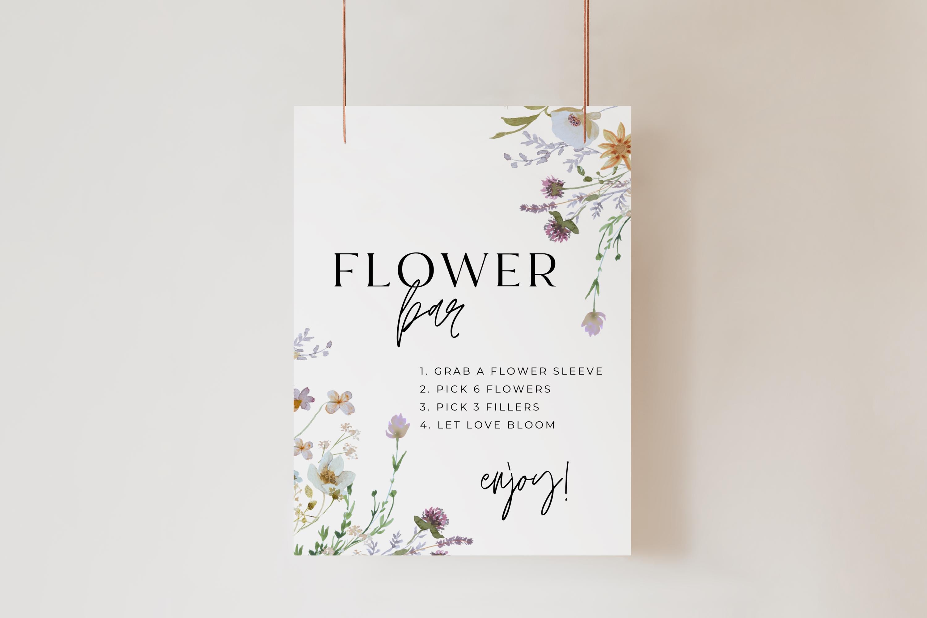 Editable Flower Bar Sign Template Canva, Make a Bouquet Sign ...