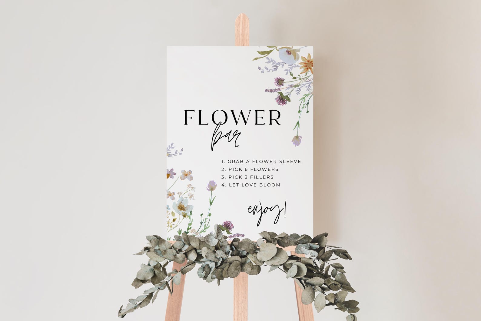 Editable Flower Bar Sign Template Canva, Make a Bouquet Sign ...
