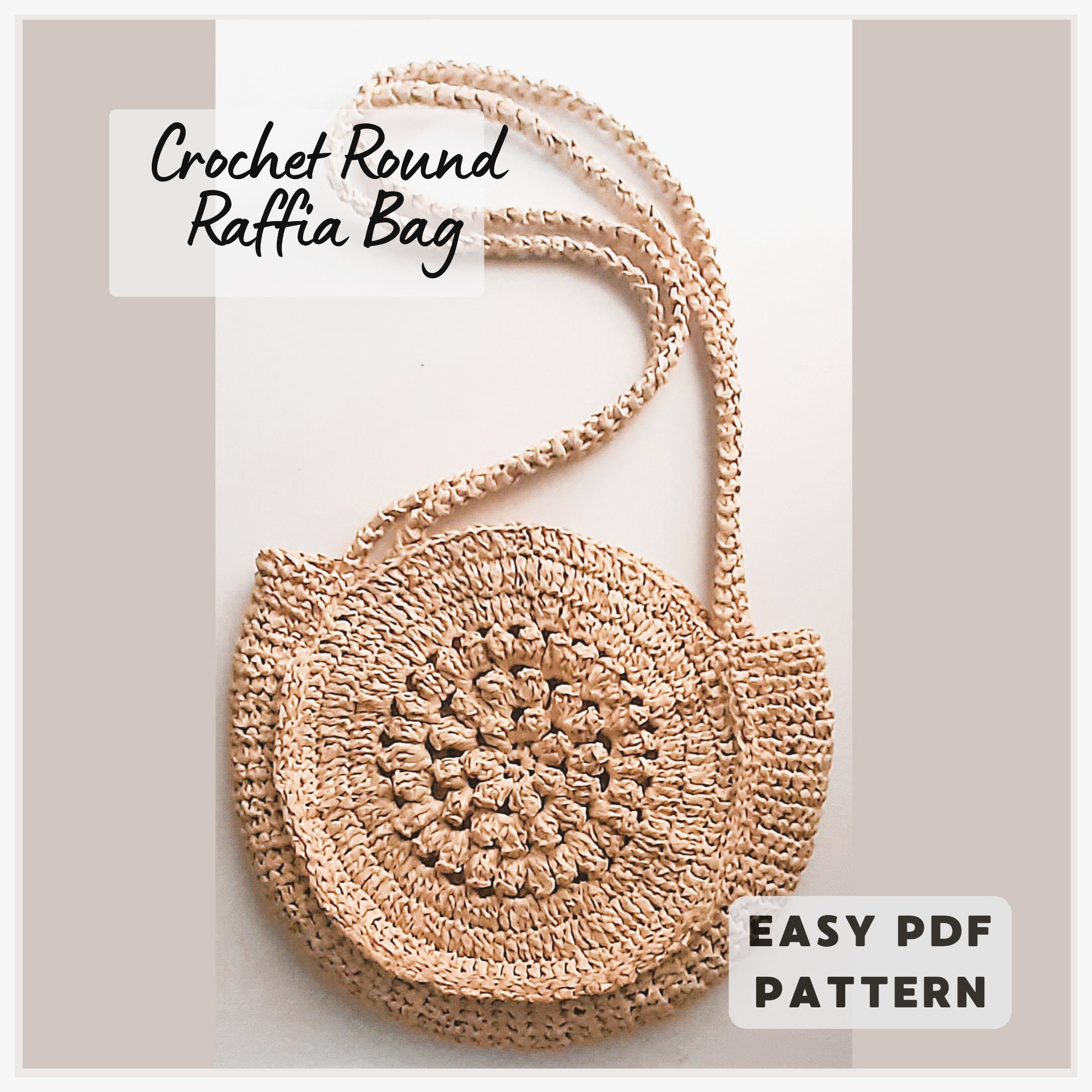 Crochet Raffia Round Bag, DIY Shoulder Bag (PDF Pattern in English) - Etsy