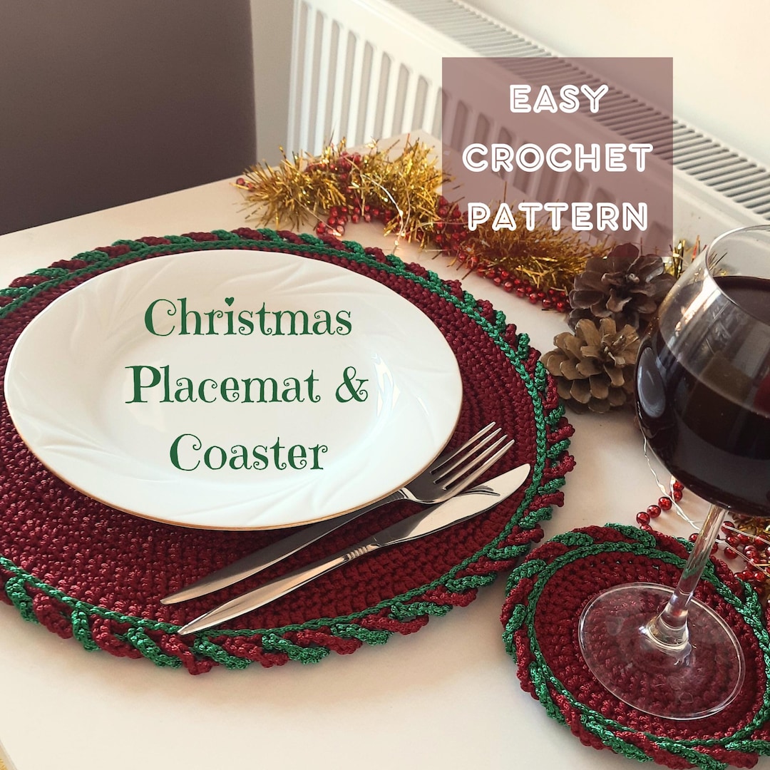 Crochet Placemat Pattern, Crochet Coaster Pattern, Crochet Table Set ...